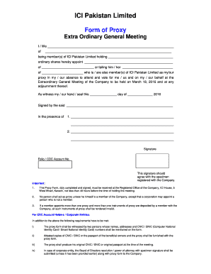 Fillable Online ICI Pakistan Limited Form of Proxy Extra Ordinary ...