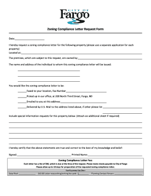 Fillable Online Zoning Compliance Letter Request Form 2010 - - Fax ...