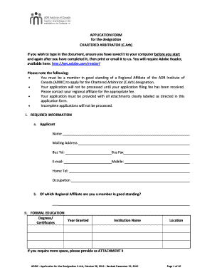 Fillable Online adrontario Application form - ADR Institute of Ontario ...