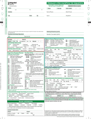 Fillable Online Pregnancypreconception test requisition - Integrated ...