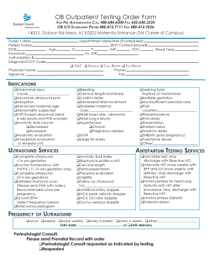 Fillable Online OB Outpatient Testing Order Form - Banner Health Fax ...
