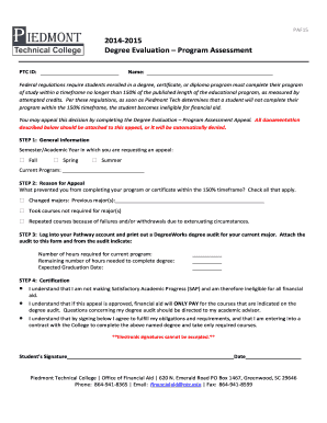 Fillable Online ptc 2014-2015 Program Assessment Form - ptc Fax Email ...