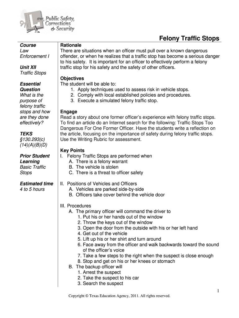 Fillable Online Felony Traffic Stops Fax Email Print - pdfFiller