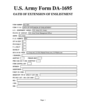 Fillable Online US Army Form DA-1695 - usa-federal-formscom Fax Email ...