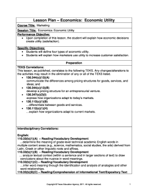 Fillable Online Lesson Plan Economics Economic Utility Fax Email Print ...