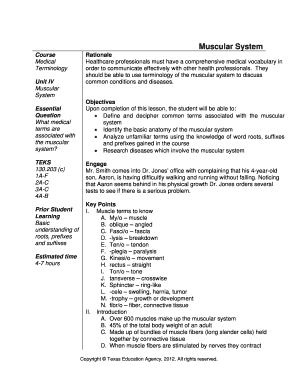 Fillable Online Muscular System Course Medical Terminology Unit IV ...