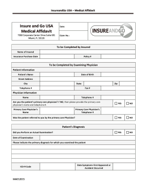 Fillable Online Insure and Go USA Medical Affidavit Fax Email Print ...