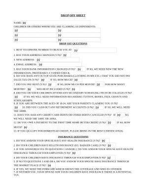 Fillable Online DROP OFF SHEET - jbtaxesofhalliellccom Fax Email Print ...