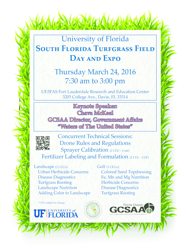Fillable Online flrec ifas ufl University of Florida South Florida Turfgrass Field Day - flrec ...