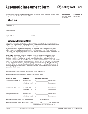 Fillable Online Automatic Investment Form Fax Email Print - pdfFiller