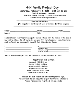 Fillable Online grant uwex Project Day Form fillablepdf Fax Email Print - pdfFiller