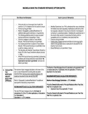 Fillable Online MAGNOLIA BANK FHA STANDARD REFINANCE OPTIONS MATRIX Fax ...