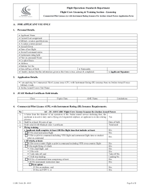 Fillable Online Commercial Pilot License (A) with Instrument Rating ...