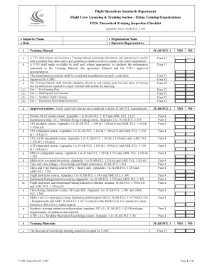 Fillable Online FTOs Theoretical Training Inspection Checklist Fax ...