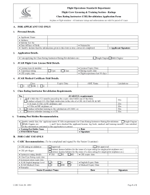 Fillable Online Class Rating Instructor (CRI) Revalidation Application ...