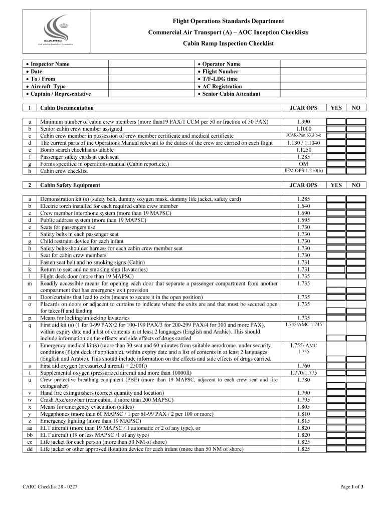 Fillable Online Cabin Ramp Inspection Checklist Fax Email Print - pdfFiller