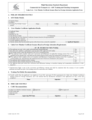 Fillable Online Cabin Crew Crew Member Certificate Issuance Based on ...