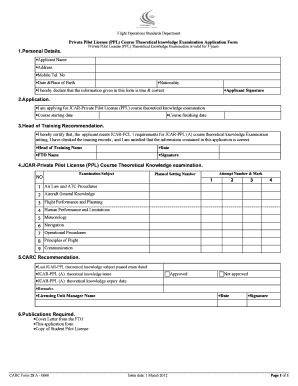 Fillable Online Private Pilot License (PPL) Course Theoretical ...