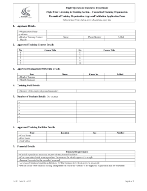 Fillable Online Theoretical Training Organization Approval Validation ...