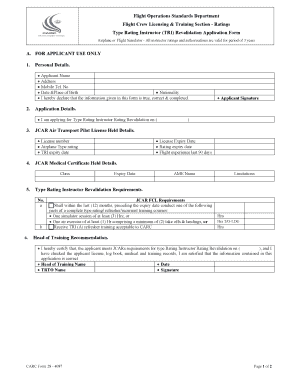 Fillable Online Type Rating Instructor (TRI) Revalidation Application Form Fax Email Print ...