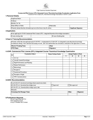 Fillable Online Commercial Pilot License (CPL) Integrated Course ...