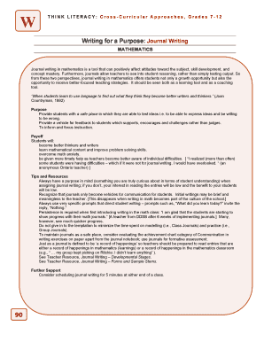 Fillable Online Writing for a Purpose: Journal Writing Fax Email Print ...