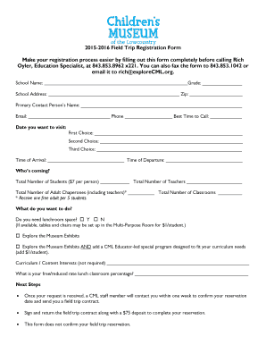 Fillable Online explorecml Field trip reservation request bformb Fax Email Print - pdfFiller
