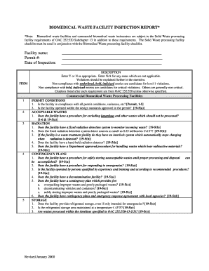 Biomedical Waste Checklist - Fill Online, Printable, Fillable, Blank ...