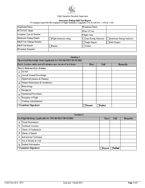Fillable Online Instructor Rating Skill Test Report - carcjo Fax Email ...