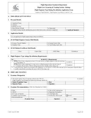 Fillable Online Flight Engineer Type Rating Revalidation Application ...