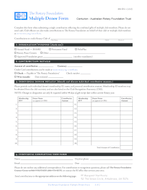 Fillable Online clubrunner E Rotary Foundation Multiple Donor Form ...