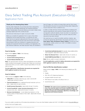 Fillable Online Application Form - Davy Select Fax Email Print - pdfFiller