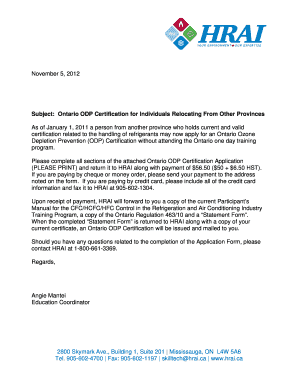 Fillable Online Ontario ODP Certification Application - mopiaca Fax ...