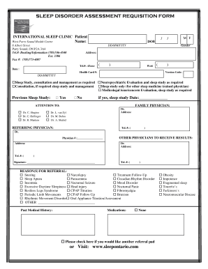 Fillable Online SLEEP DISORDER ASSESSMENT REQUISITION FORM Fax Email ...