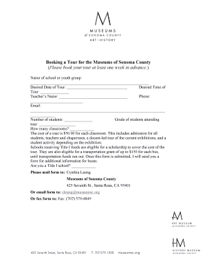 Fillable Online sonomacountymuseum Booking a Tour for the Museums of ...