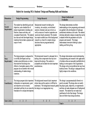 Fillable Online Rubric for Assessing MLA Students Design and Planning ...