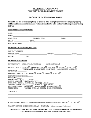 Fillable Online PROPERTY DESCRIPTION FORM - Marzell Company Fax Email ...