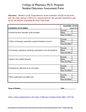 Fillable Online Assesment Form - Comp Examxlsx Fax Email Print - pdfFiller
