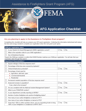 Fillable Online fema Assistance to Firefighters Grant Program (AFG) AFG ...