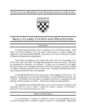 Fillable Online SMALL CLAIMS, COURTS AND PROCEDURES Fax Email Print - pdfFiller