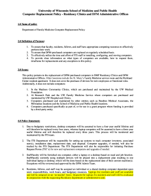 Fillable Online inside fammed wisc Computer Replacement Policy ...