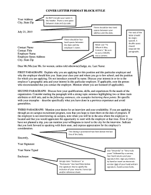 Fillable Online law richmond COVER LETTER FORMAT BLOCK STYLE ...