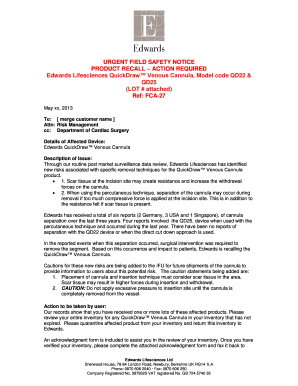 Fillable Online PRODUCT RECALL ACTION REQUIRED Fax Email Print - pdfFiller