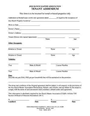 Fillable Online jessranch Tenant Addendum Form2 - jessranchorg Fax ...