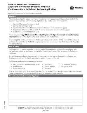 Fillable Online BMASSb 50 Continence Aid Initial and Review ...