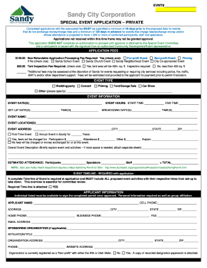 Fillable Online sandy utah Temporary UseEvent Permit for events on ...