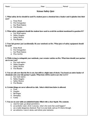 Fillable Online Lab Safety Quiz - classroompeoriaudk12azus Fax Email ...