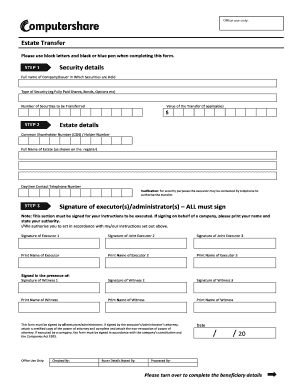 Fillable Online Estate Transfer - Computershare Fax Email Print - pdfFiller