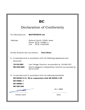 Fillable Online EC-Declaration-ultrakleen Fax Email Print - pdfFiller