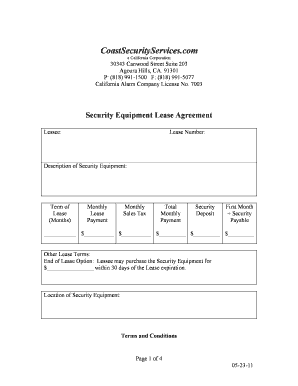 Fillable Online Security Equipment Lease Agreementdoc Fax Email Print ...
